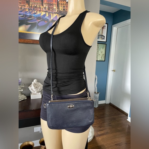 Coach | Bags | Coach Navy Blue Double Zip Crossbody Purse | Poshmark